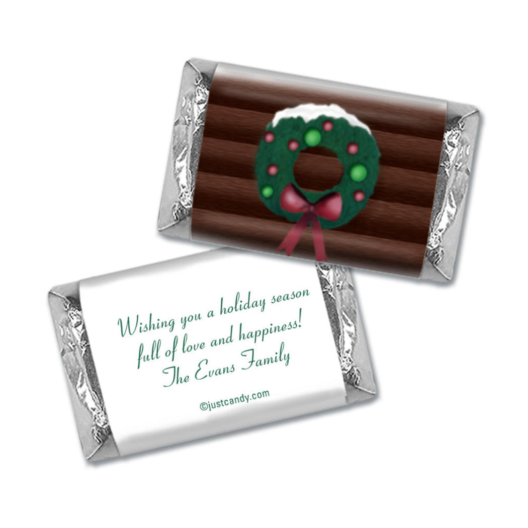 Happy Holidays Personalized HERSHEY'S MINIATURES Wrappers Log Cabin ...