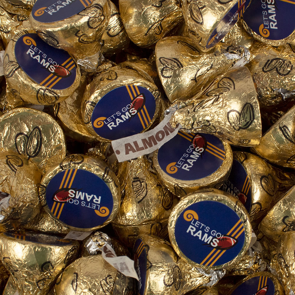 Let's Go Rams Stickers and Hershey's Kisses Candy - Assembled 100 Pack ...