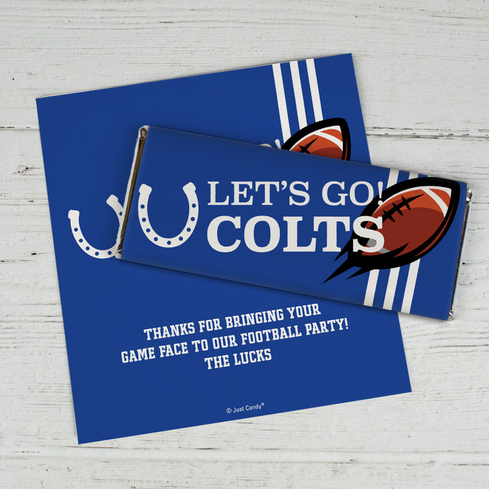 Personalized Colts Football Party Chocolate Bar Wrappers Only - Whcandy.com