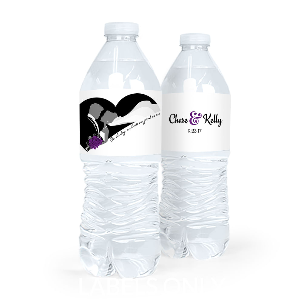 Personalized Wedding One Heart Water Bottle Sticker Labels (5 Labels ...
