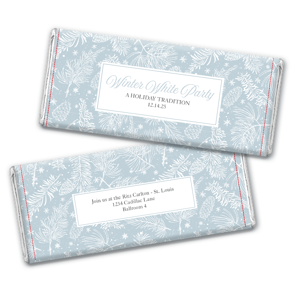 Personalized Chocolate Bar & Wrapper - Winter White Party - Whcandy.com
