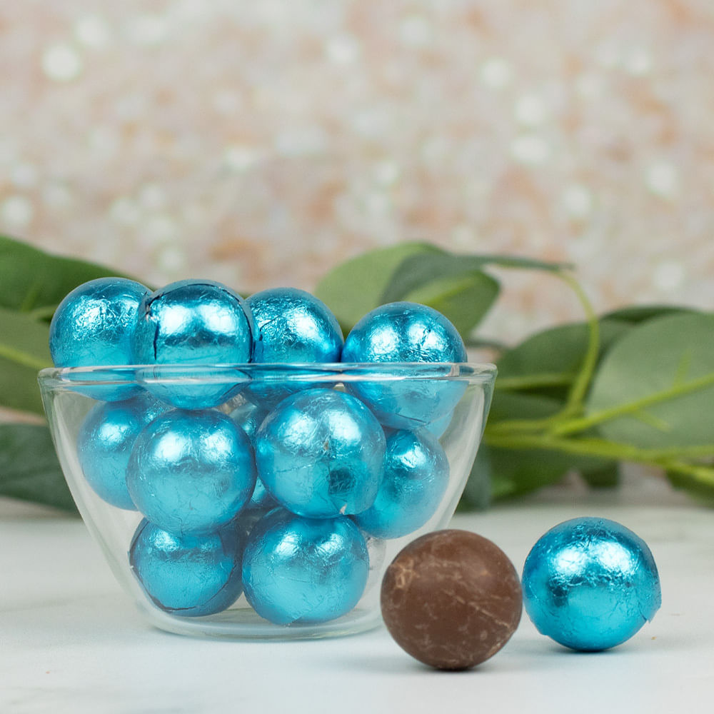 Caribbean Blue Chocolate Foil Balls - Whcandy.com