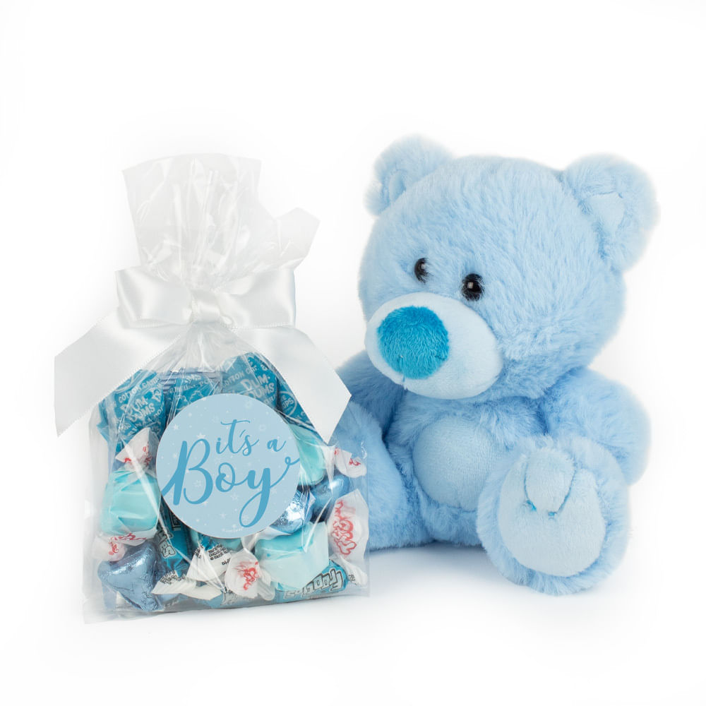 It's A Boy Blue Goodie Bag and Bear - Whcandy.com