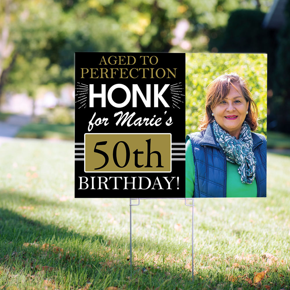 50th Birthday Yard Sign Personalized - Aged to Perfection with Photo ...