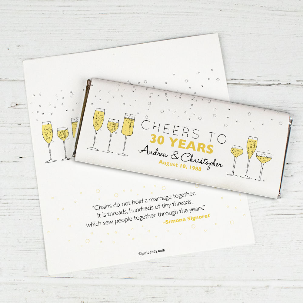 Wedding Anniversary Personalized Chocolate Bar Wrappers Cheers To Love ...