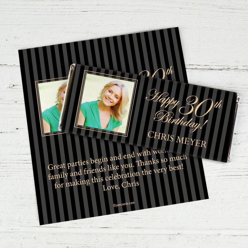 Formal Photo Personalized 30th Candy Bar Wrapper Only