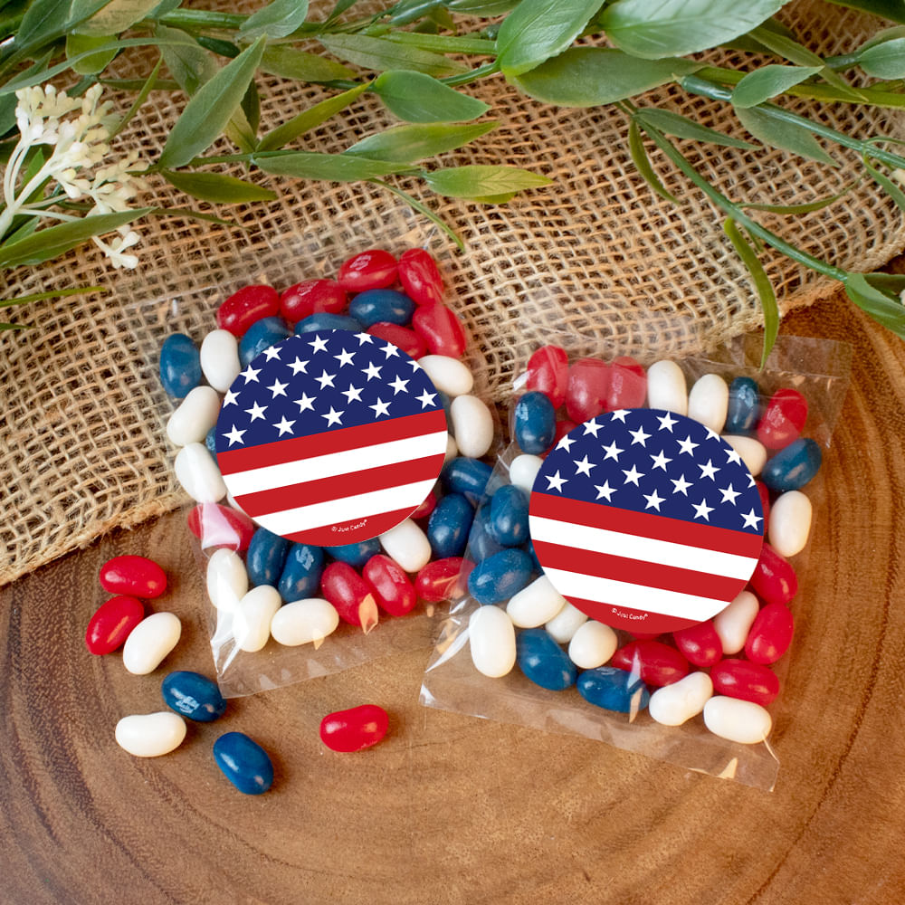 Patriotic Flag Candy Bags with Jelly Beans - Whcandy.com
