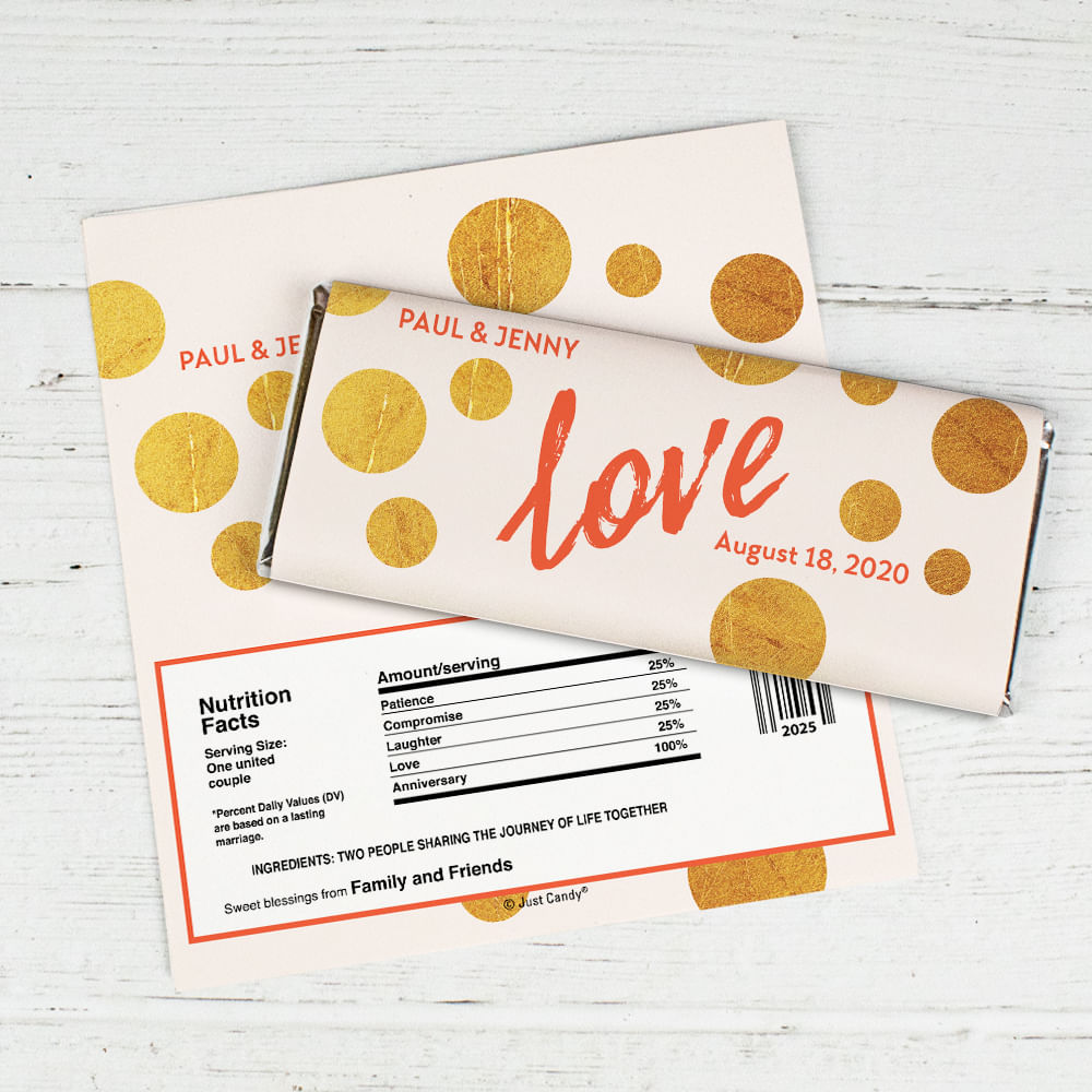 Personalized Chocolate Bar Wrappers Bubbling Love Anniversary Favors ...