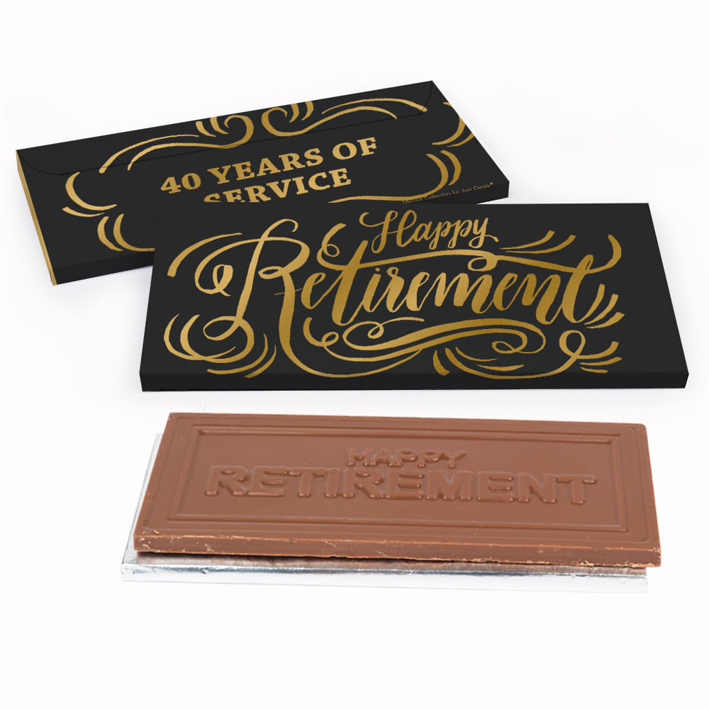 Deluxe Personalized Script Retirement Chocolate Bar in Metallic Gift ...