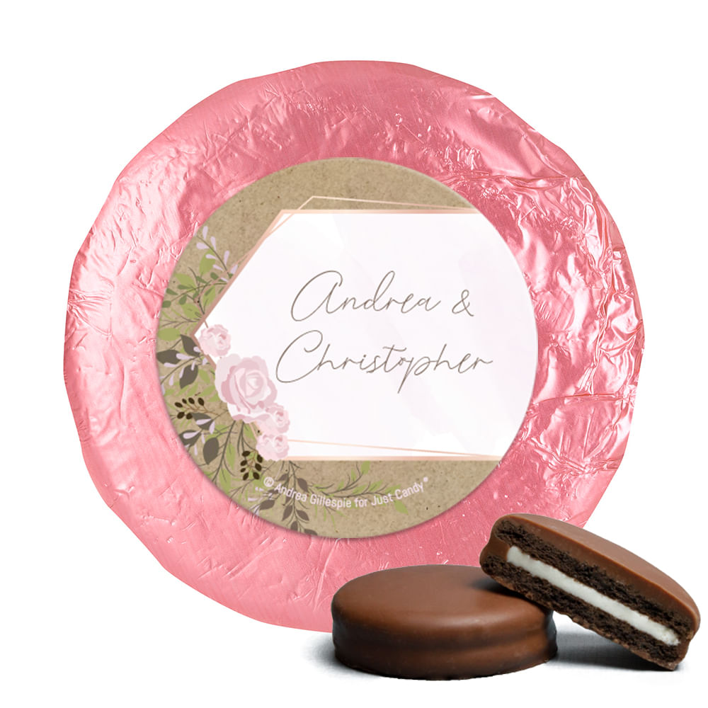 Personalized Wedding Botanical Border Chocolate Covered Oreos - Whcandy.com
