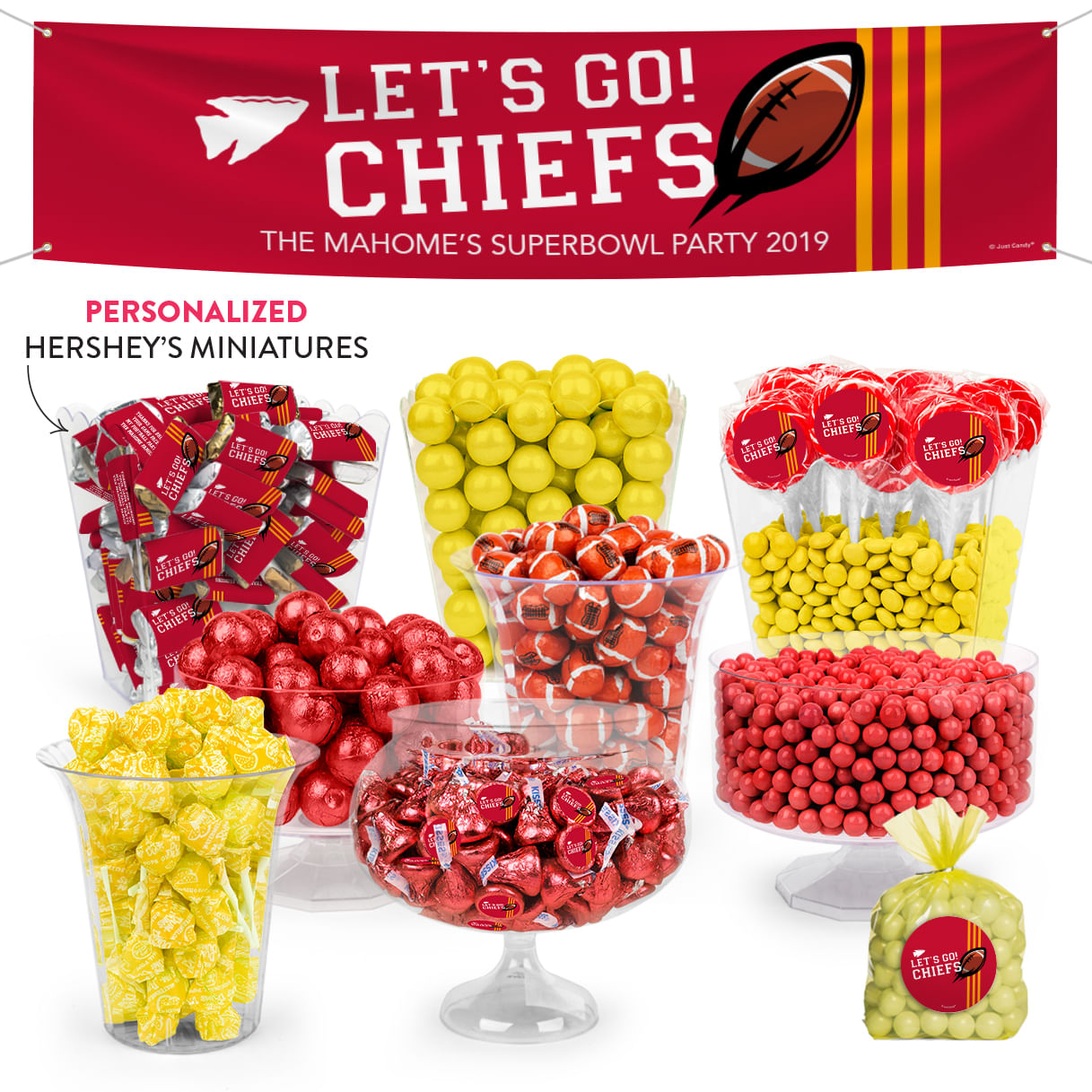 Personalized Chiefs Football Party Deluxe Candy Buffet - Whcandy.com