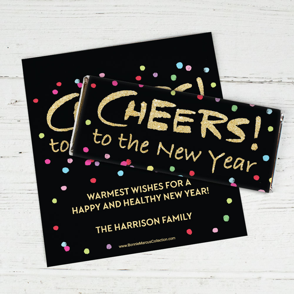 Personalized New Years Cheery Rainbow Dots Chocolate Bar Wrapper ...