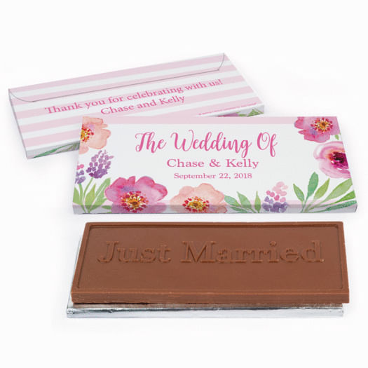 Deluxe Personalized Floral Embrace Wedding Chocolate Bar in Gift Box ...